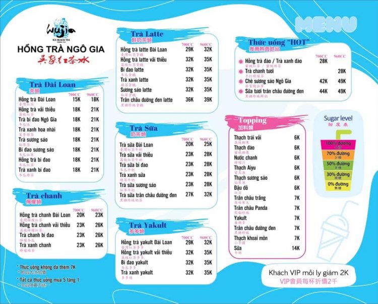 Menu hồng trà Ngô Gia giá bao nhiêu? Món nào Ngon Best Seller nhất ...